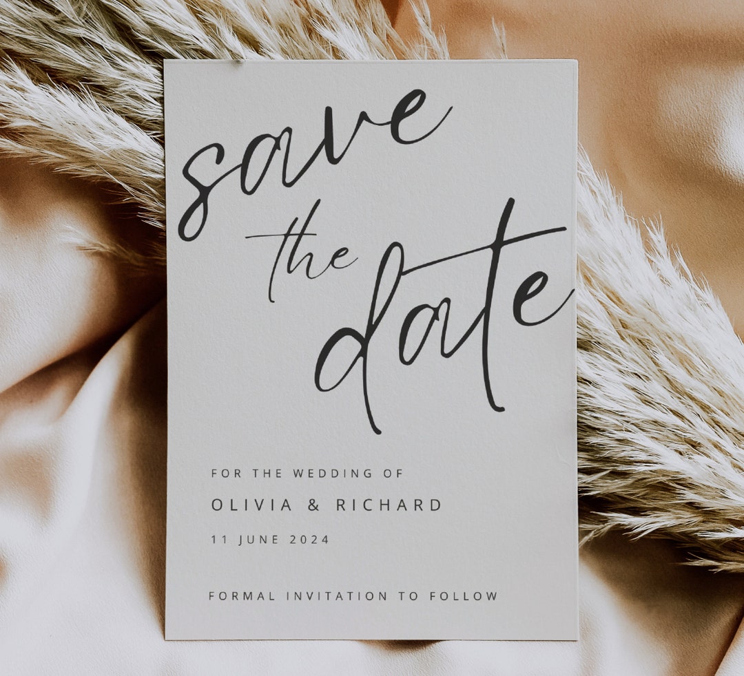 Save the Date Template | Handwritten Modern Save the Date | Printable ...
