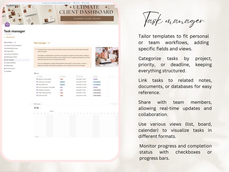 Client Dashboard Notion Template,notion Client Portal Notion Template ...