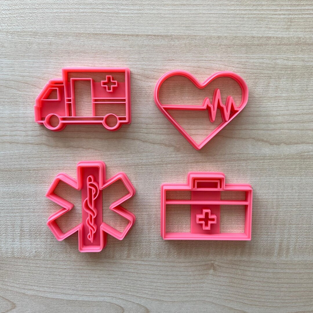 Paramedic Services Cookie Cutter Set- Ambulance, Cardiac Arrest Icon ...