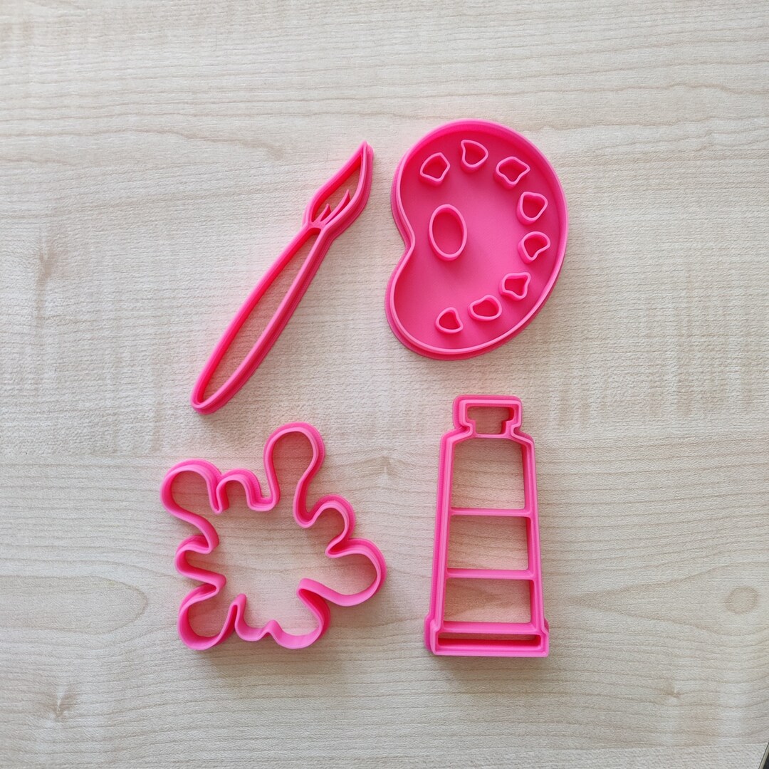 Painter Artist Cookie Cutter Set- Paint Brush, Painter's Palette, Paint ...