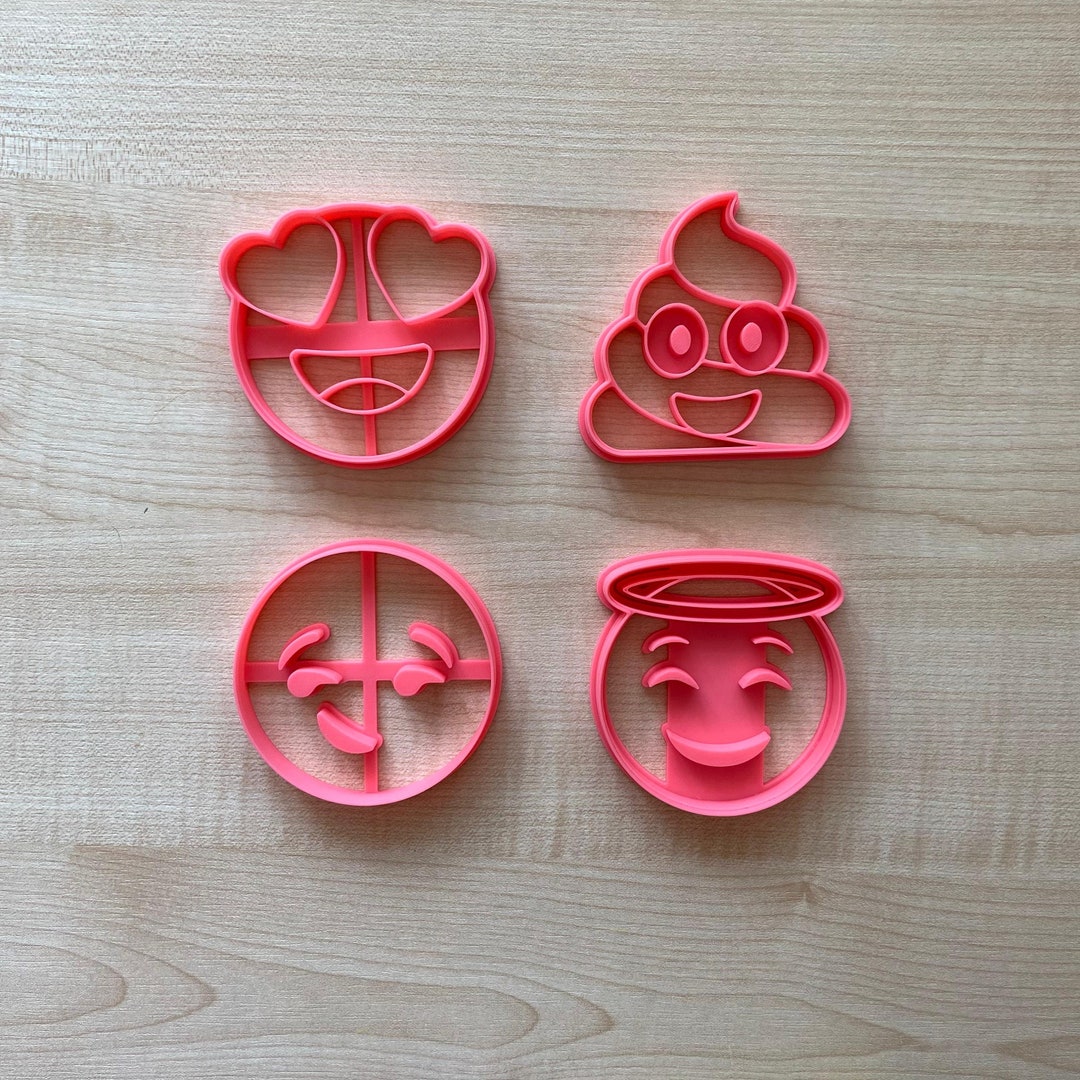 Emoji Cookie Cutter Set- Heart Eyes, Poo, Smirk and Angel - Etsy