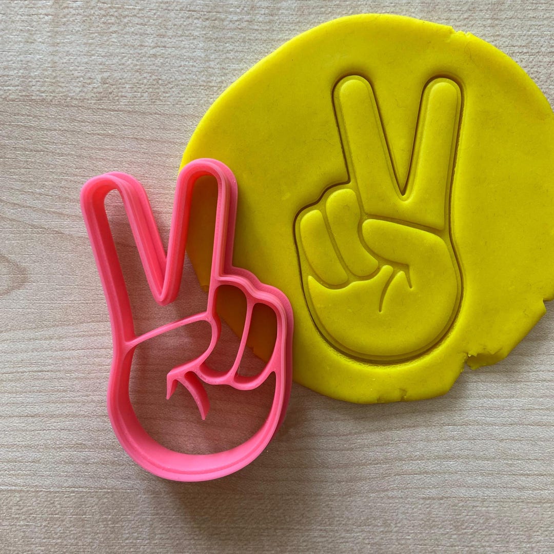 Peace Sign Hand Pose Cookie Cutter, Peace Emoji Cookie Cutter, Peace ...