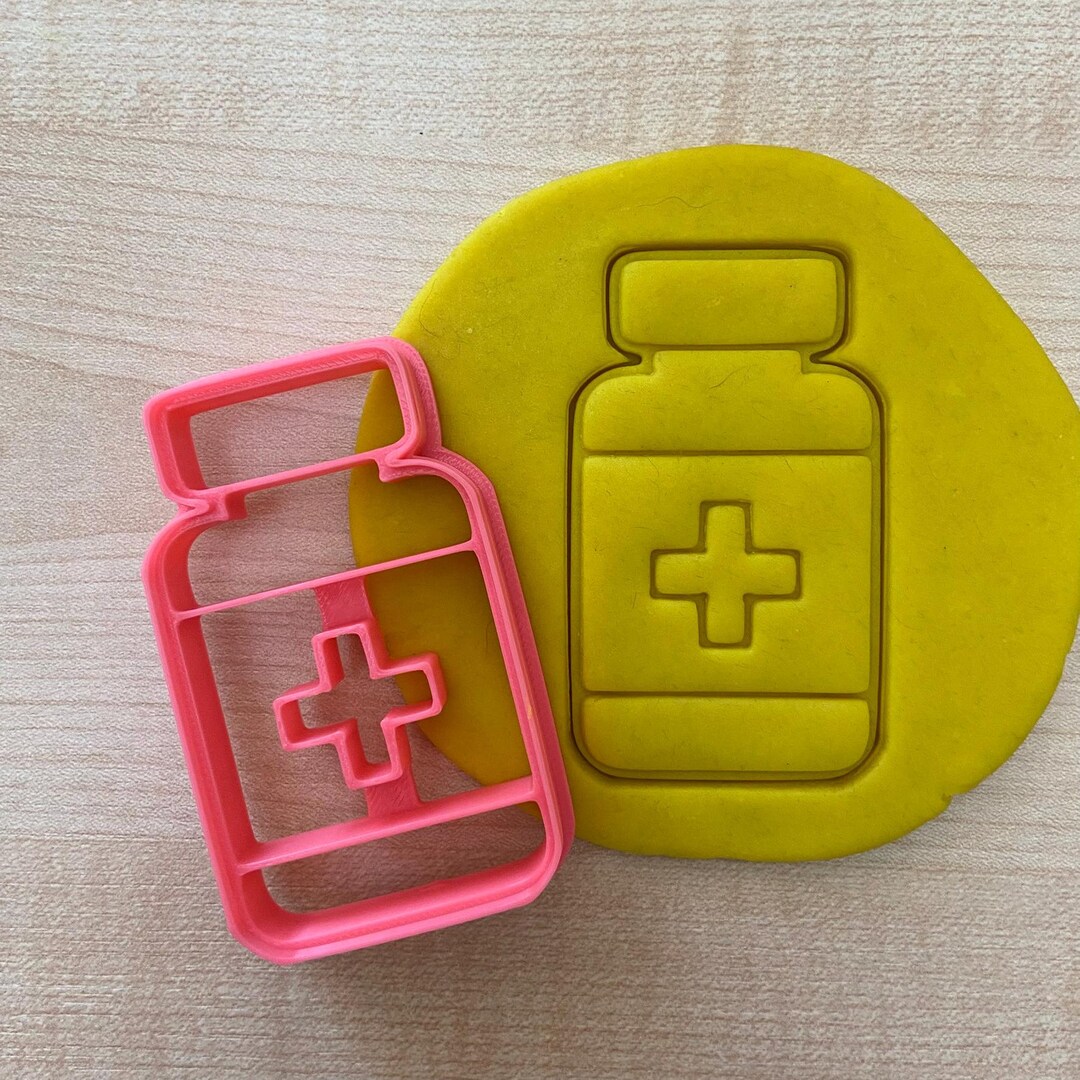 Pill Bottle Cookie Cutter, Pharmacy Container Fondant Dough Stamp, Gift ...