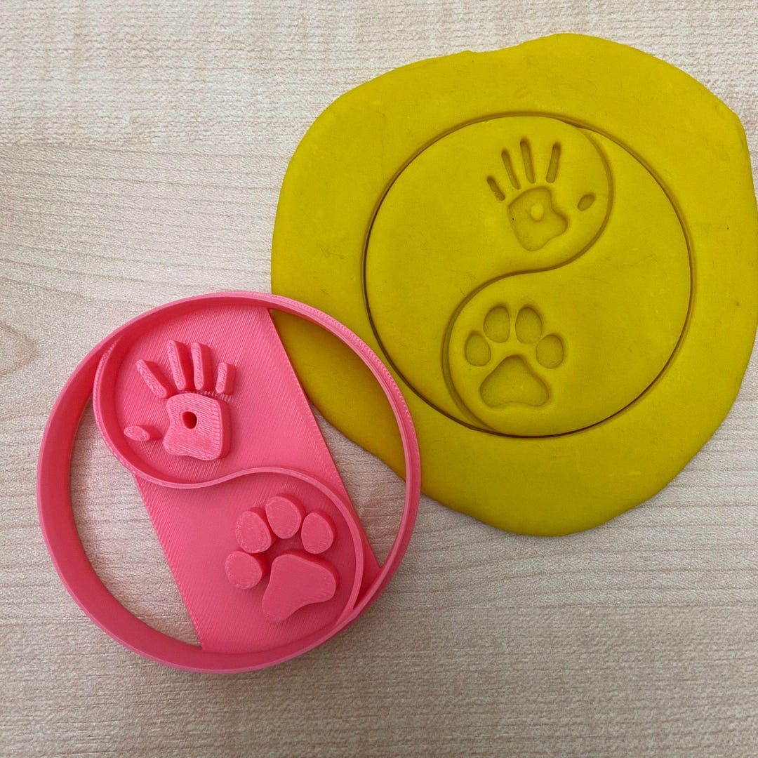 Yin Yang Human Handprint and Dog Paw Cookie Cutter, Zen Fondant Dough ...