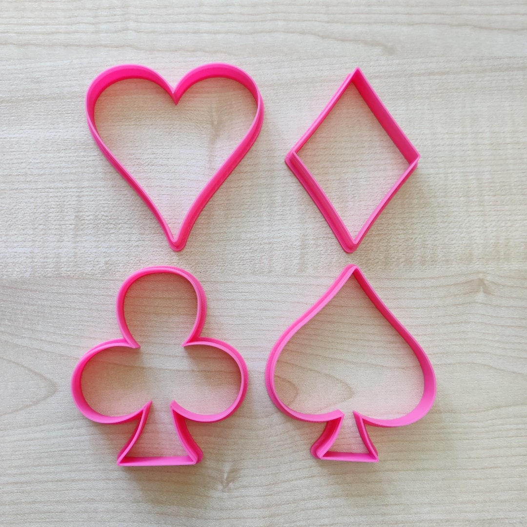Playing Card Cookie Cutter Set- Hearts, Diamonds, Clubs and Spades - Etsy