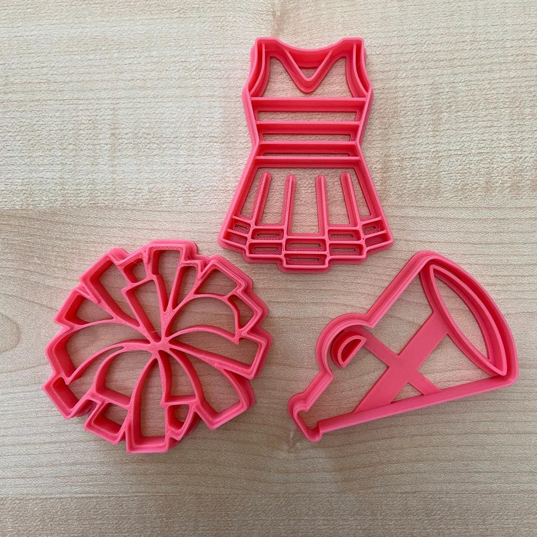 Cheerleader Cookie Cutter Set- Pompom, Dress and Megaphone - Etsy