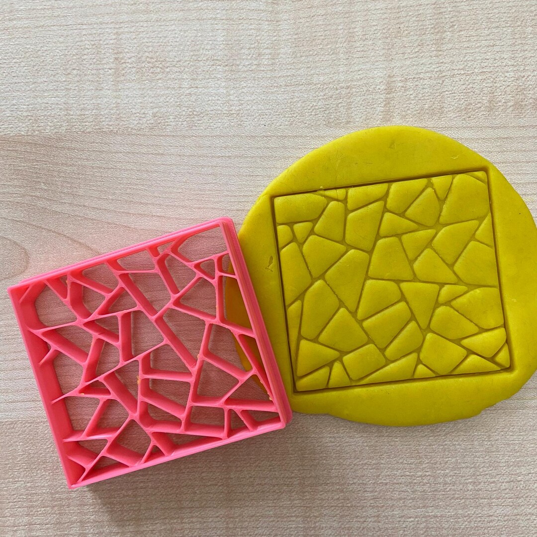 Square Tile Mosaic Cookie Cutter, Broken Window Effect Fondant Stamp ...