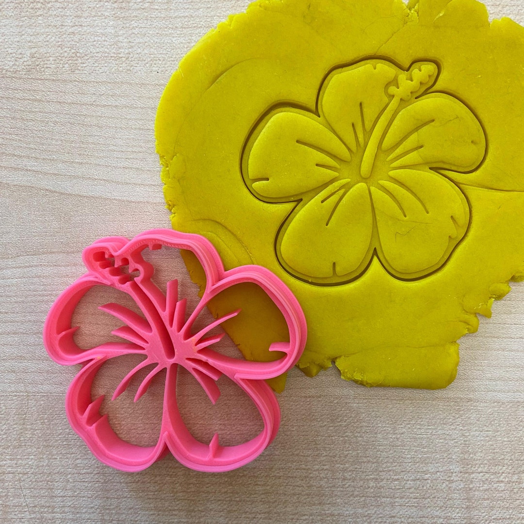 Hibiscus Flower Cookie Cutter, Cookie Stamp, Biscuit Cutter, Fondant ...