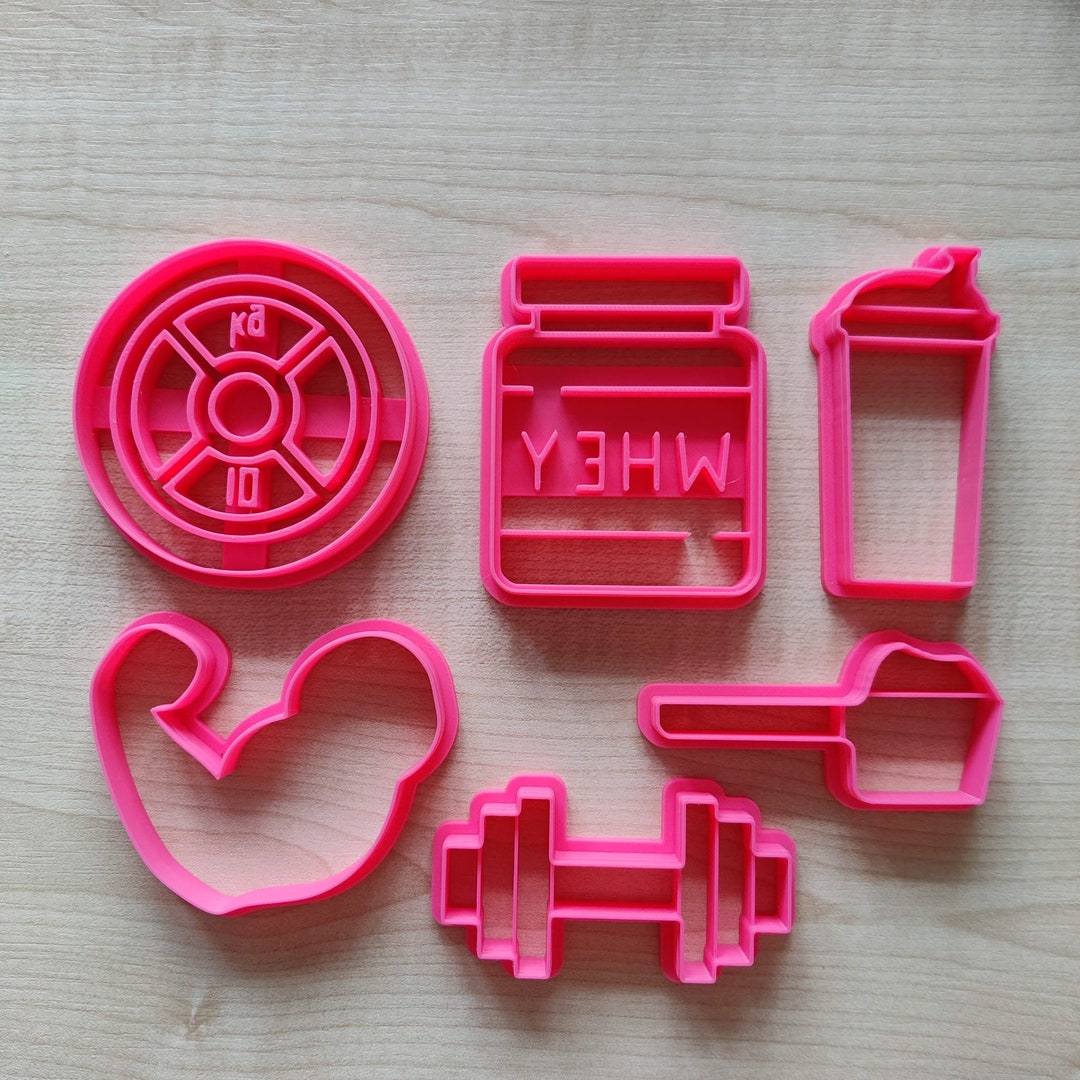 Fitness Cookie Cutter Set- Weight Plate, Protein Shaker, Whey Powder ...