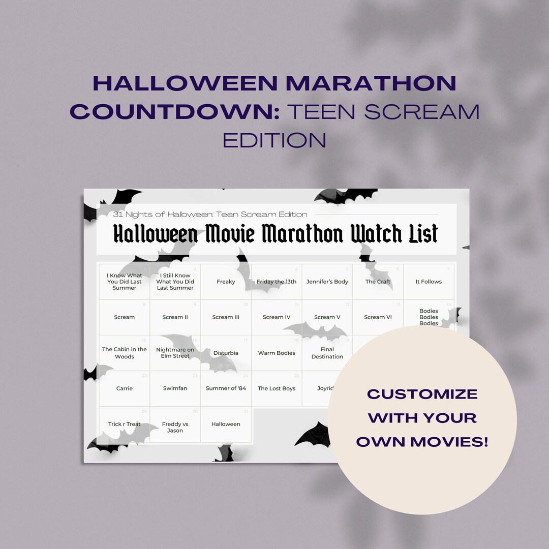 Halloween Countdown: Teen Scream Edition Edit Your Own Movie Calendar ...
