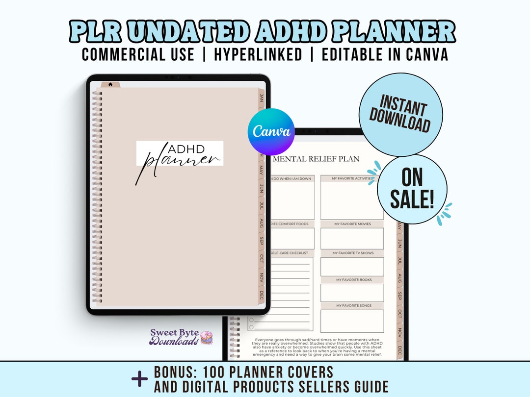 PLR Digital Planner to Resell | ADHD Canva Plr Template | PLR Template ...