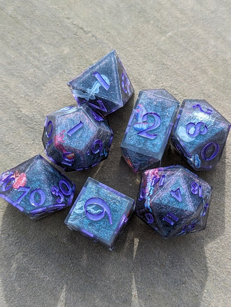 Jellyfish Fields Sharp Edge Polyhedral Dnd Dice Set Jellyfish Dice Set ...