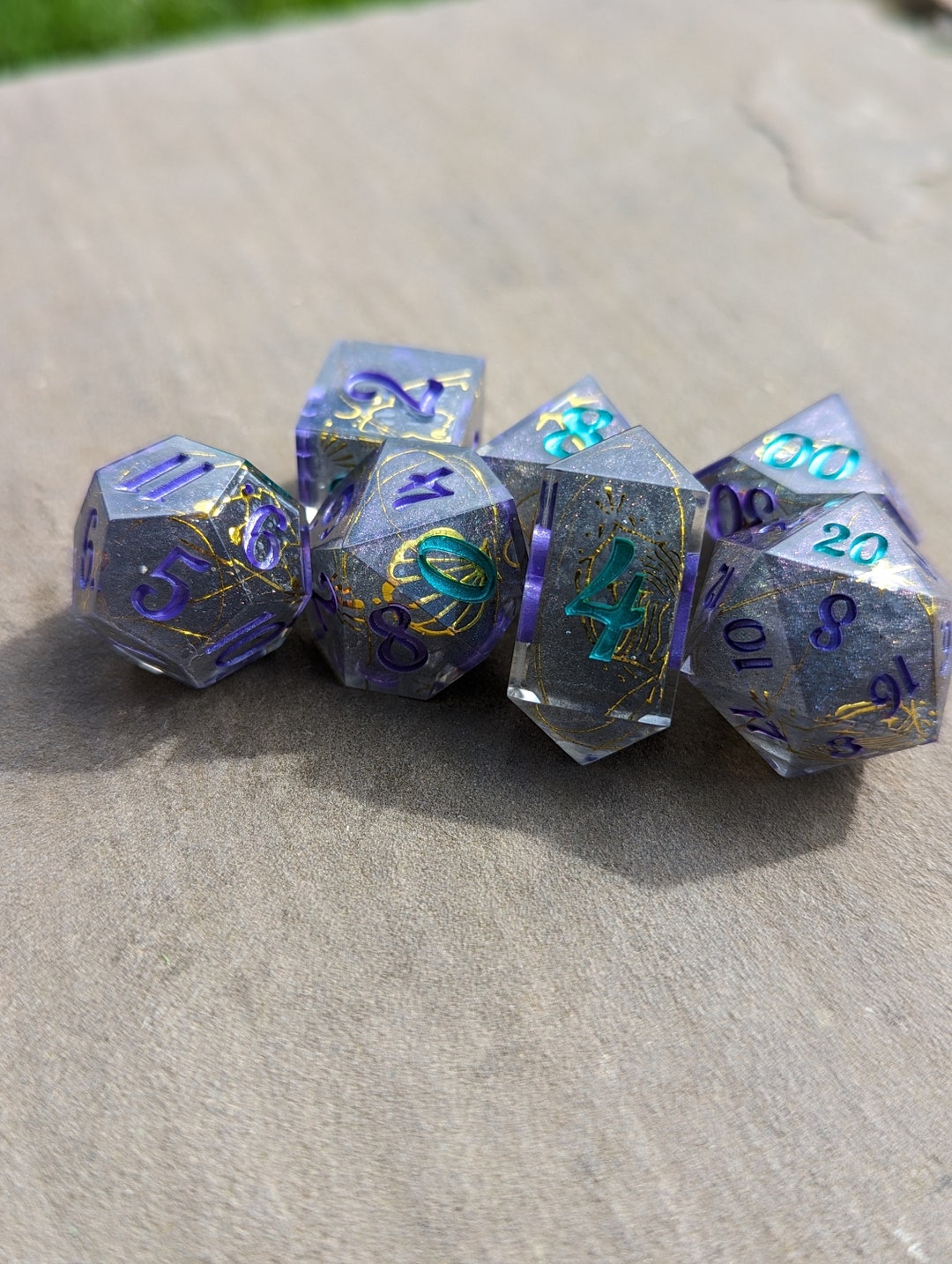 Zodiac Handmade Dice Sharp Edge Polyhedral Dnd Dice Set 7 Dice Set ...