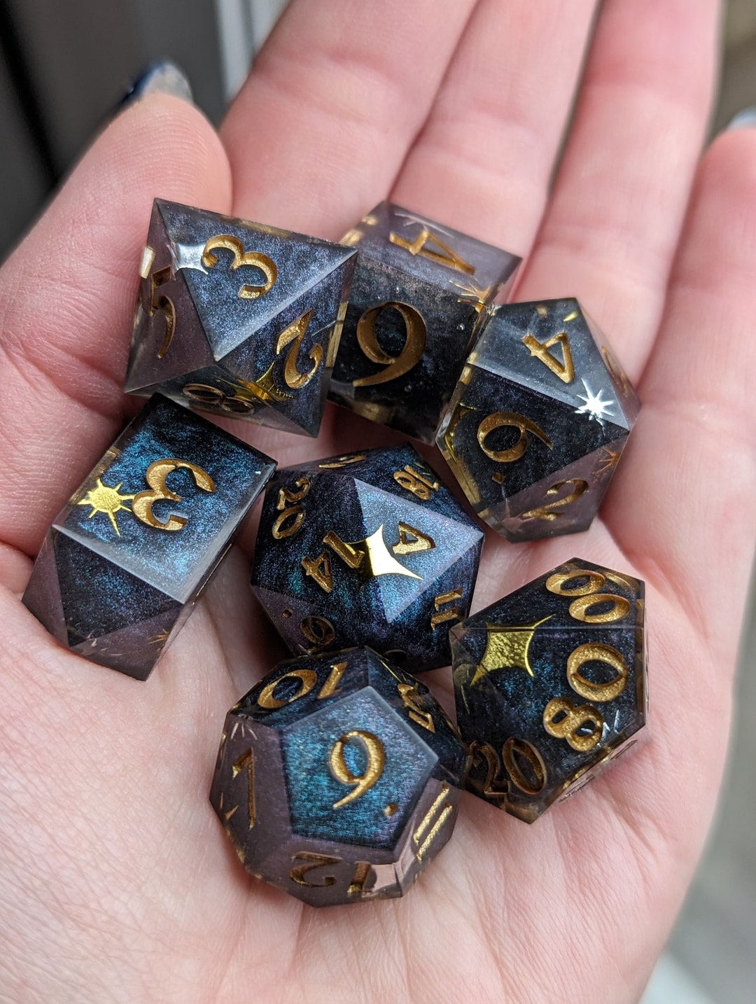 Starburst Sharp Edge Polyhedral Dnd Dice Set Star Dice Set 7 Dice Set ...