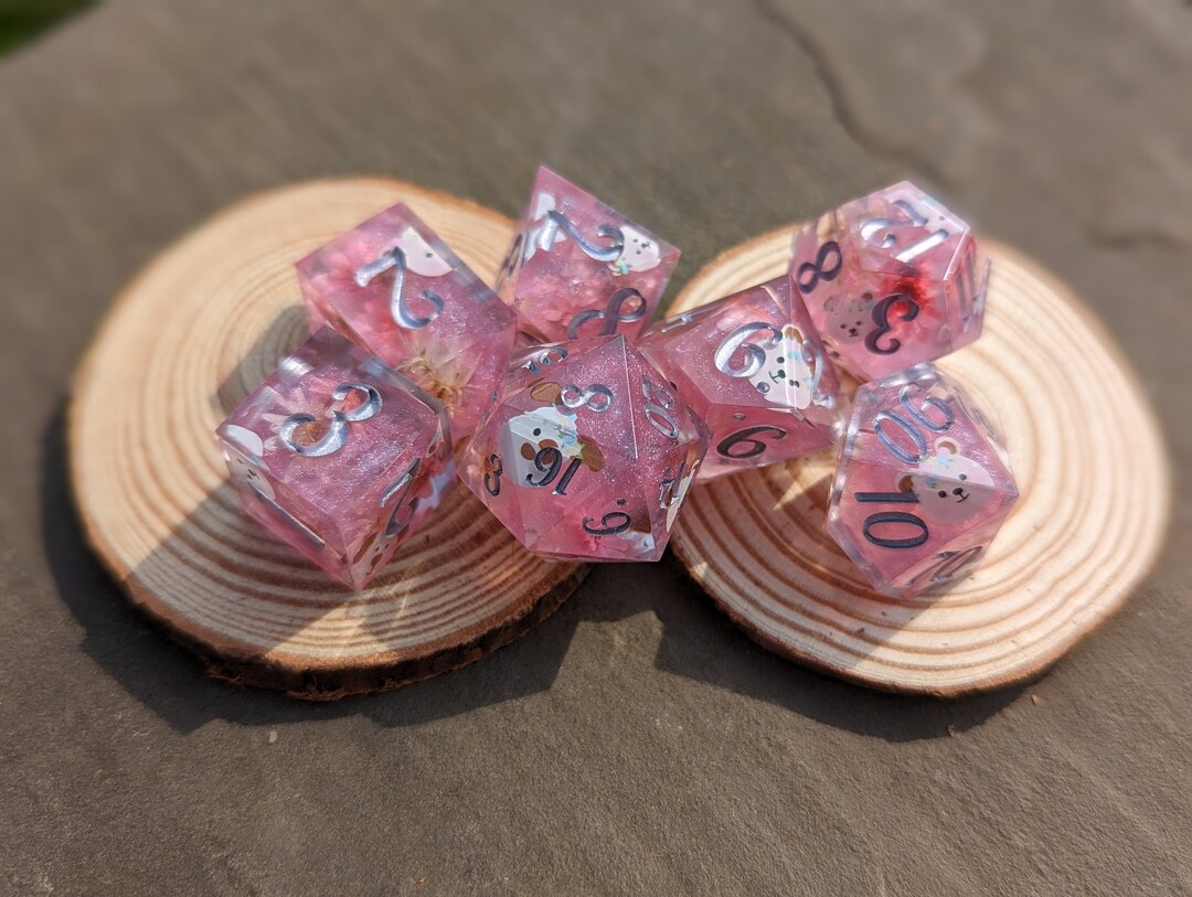 Daisy Dog | Handmade Dice | Sharp Edge Polyhedral Dnd Dice Set | 7 Dice ...