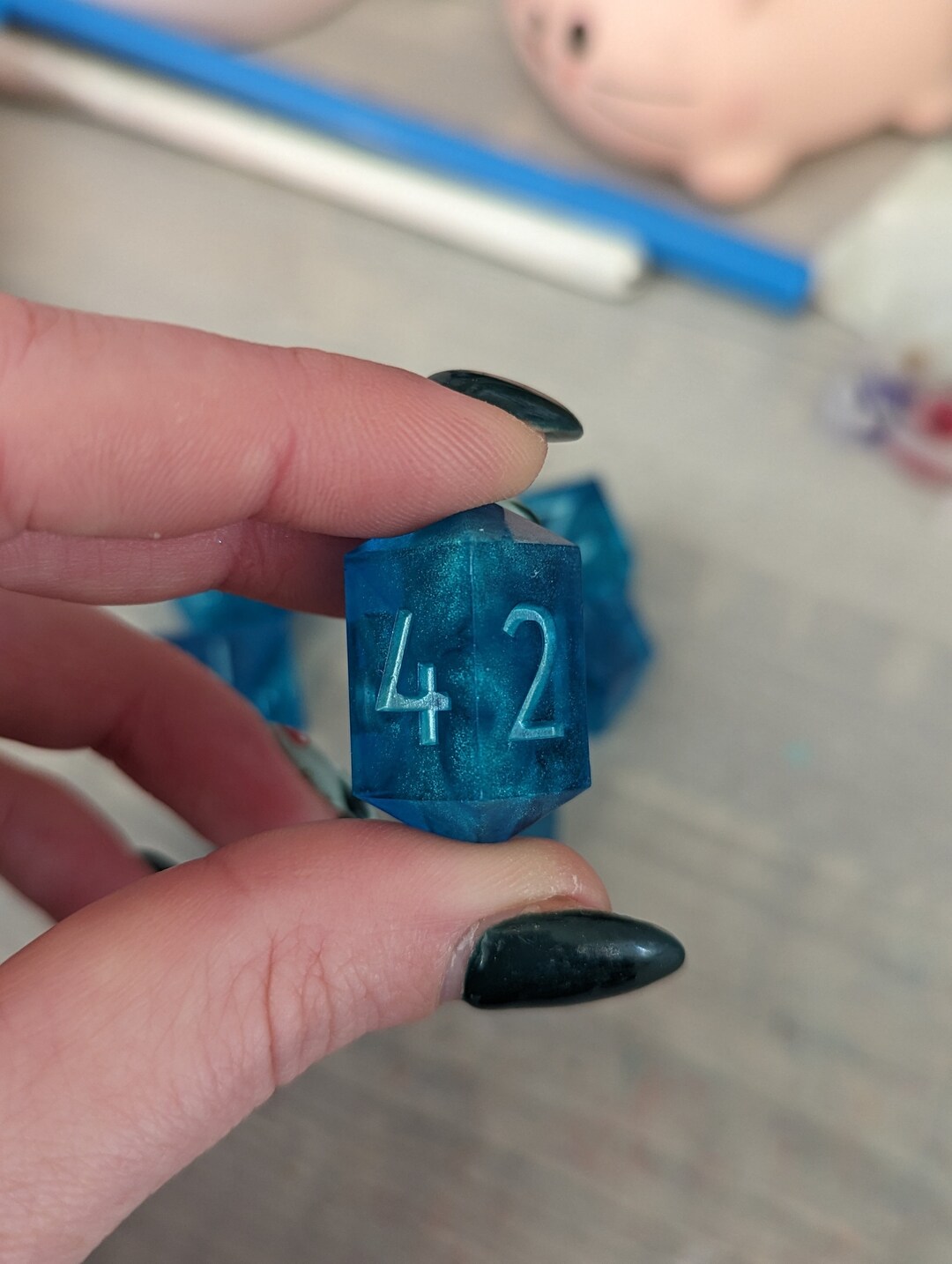 Sea Foam Polyhedral Sharp Edge Dnd Dice Set Blue Green Dice 7 Dice Set ...