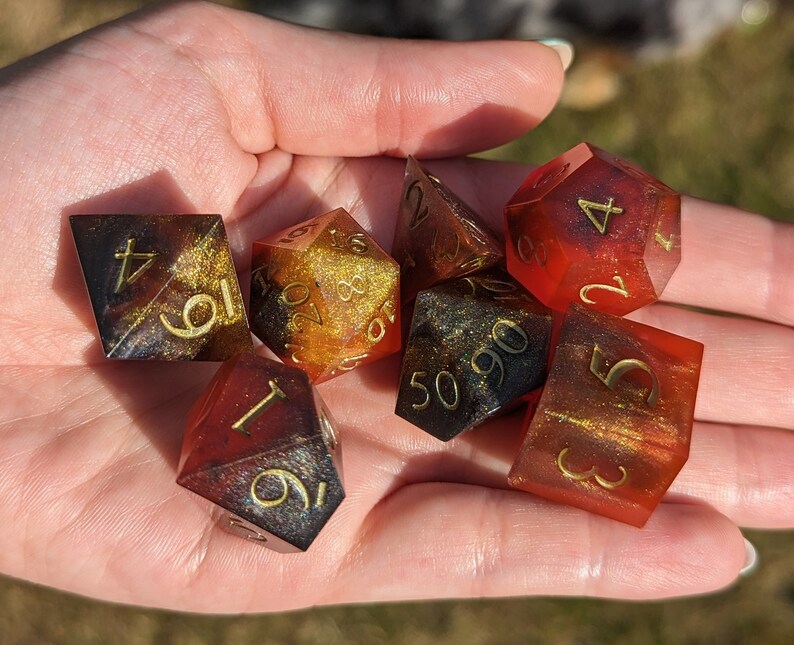 Molten Lava Dnd Dice Set Fire Dice Lava Dice 7 Dice - Etsy UK