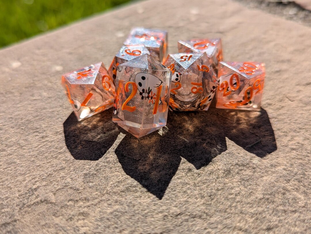 Spooky Time Handmade Dice Sharp Edge Polyhedral Dnd Dice Set 7 Dice Set ...