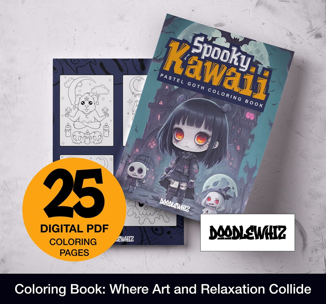 Spooky Kawaii Pastel Goth Coloring Book: Cute and Creepy Coloring Pages ...