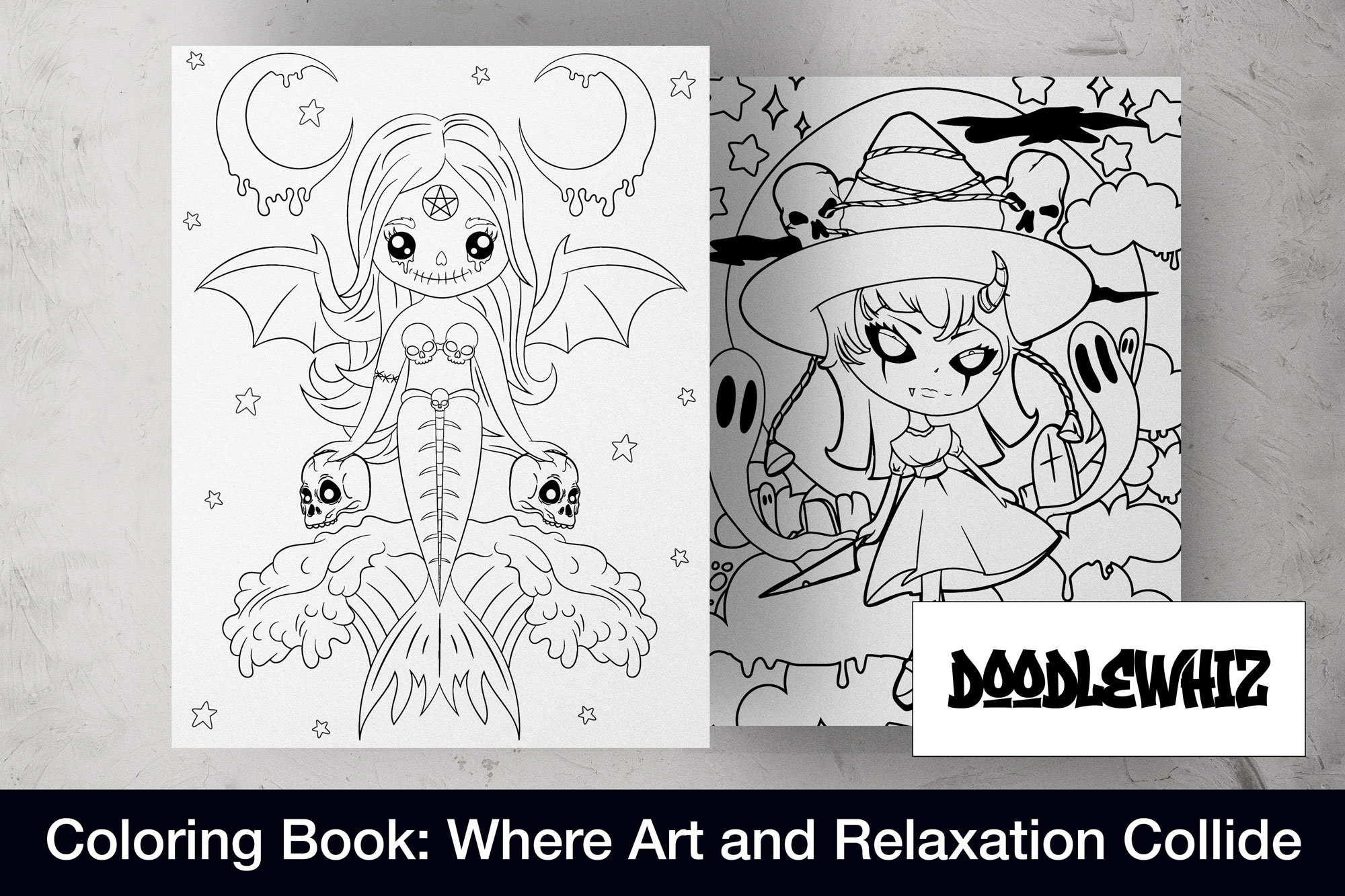 Spooky Kawaii Pastel Goth Coloring Book: Cute and Creepy Coloring Pages ...