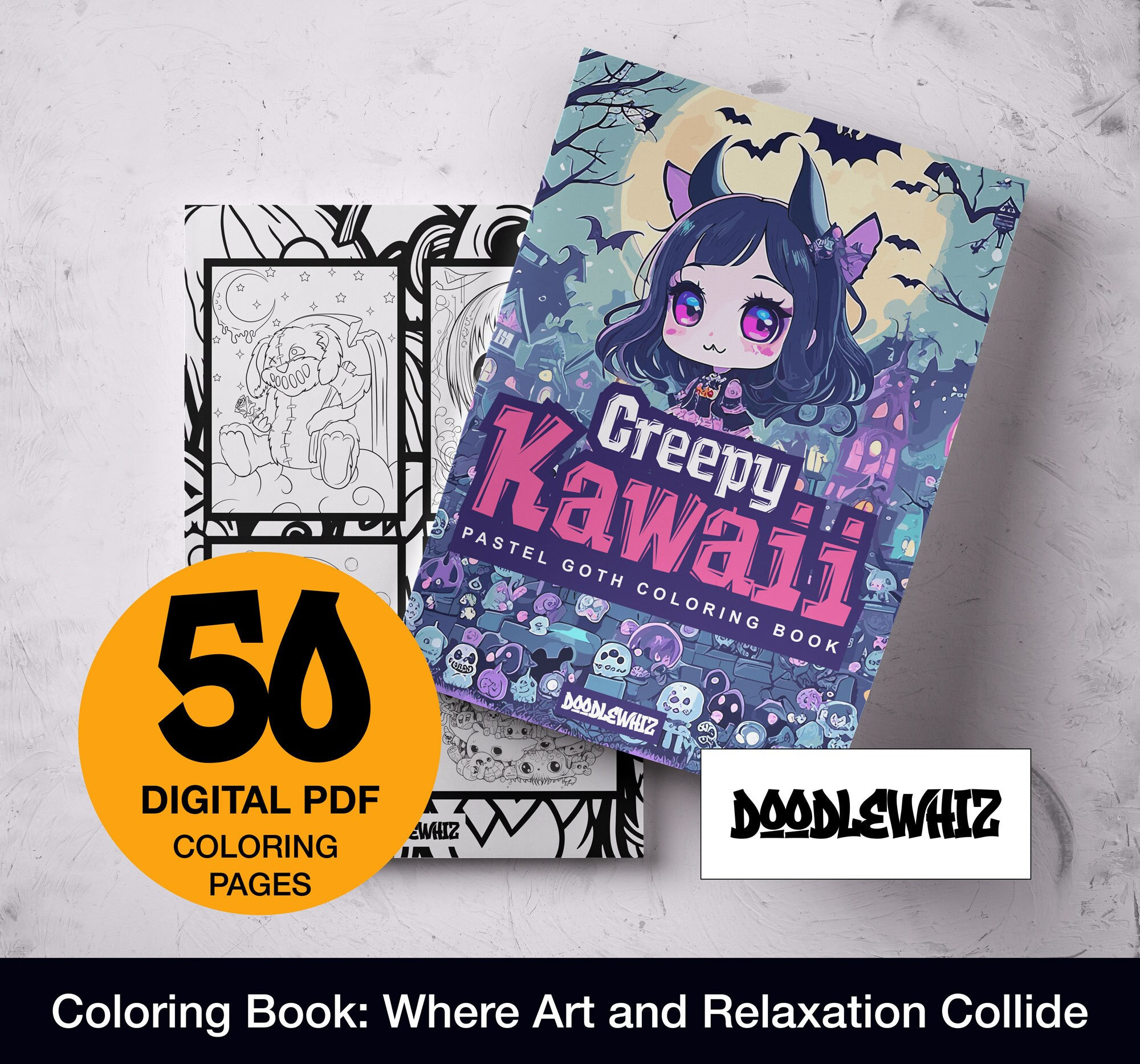 Creepy Kawaii Pastel Goth Coloring Book: Cute Horror Spooky Gothic ...