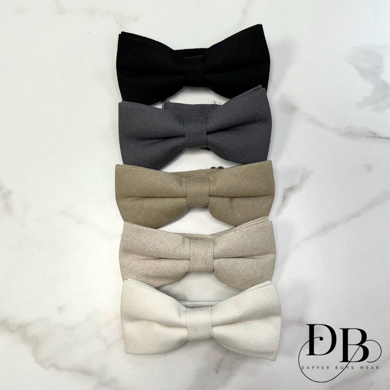 Elegant Linen Bow Tie in Stone Grey Black for Men and Boys - Perfect ...