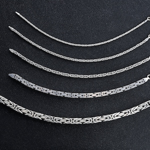 925 Sterling Silver King Chain Bracelet, Real Silver Byzantine Bracelet ...