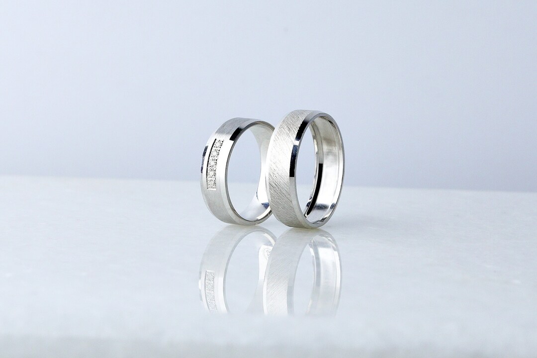 925 Sterling Silver Engraved Diamond Shape Ring, Dainty Layered Brused ...