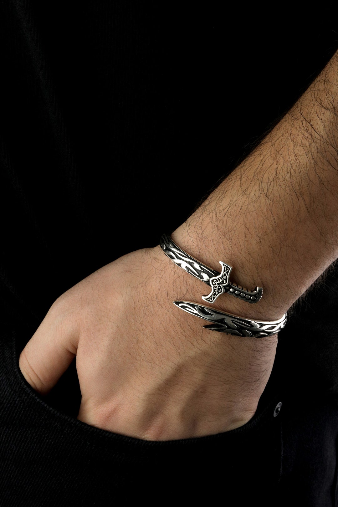925 Sterling Silver Sword Bracelet, Handmade Sword Bracelet, Silver ...