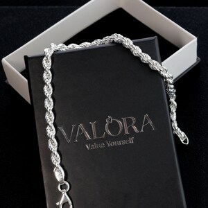 Sterling Silver Rope Chain Bracelet, Real Silver Rope Bracelet ...