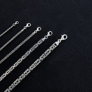 925 Sterling Silver King Chain Bracelet, Real Silver Byzantine Bracelet ...