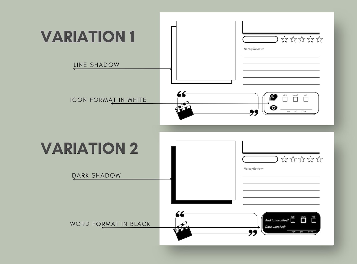 Movie Journal Template: Film Lover's Movie Tracker (PDF Instant ...