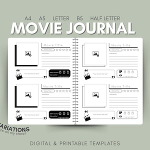 Movie Journal Template: Film Lover's Movie Tracker (PDF Instant ...