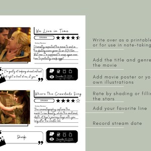 Movie Journal Template Movie Tracker | Digital Printable for iPad ...