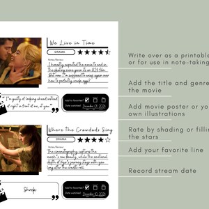 Movie Journal Template: Film Lover's Movie Tracker (PDF Instant ...