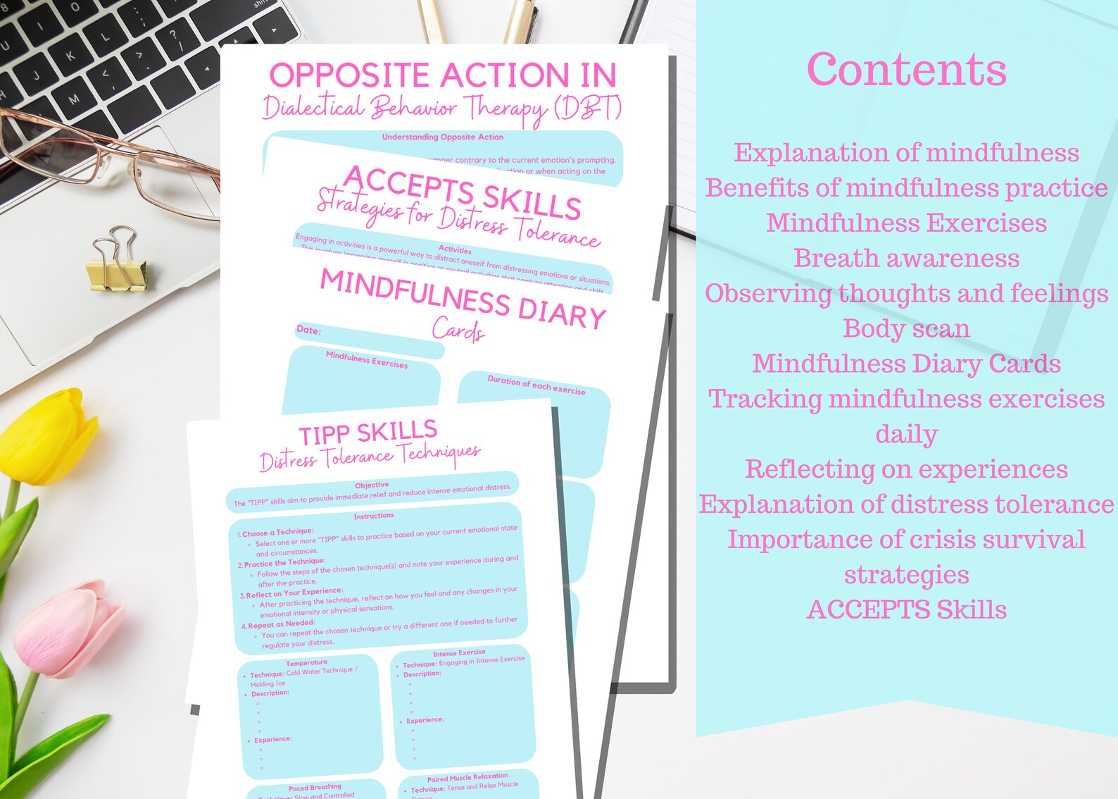 DBT Workbook, Dbt Cheat Sheet, Dbt Cards, DBT Worksheet, DBT Diary Card ...