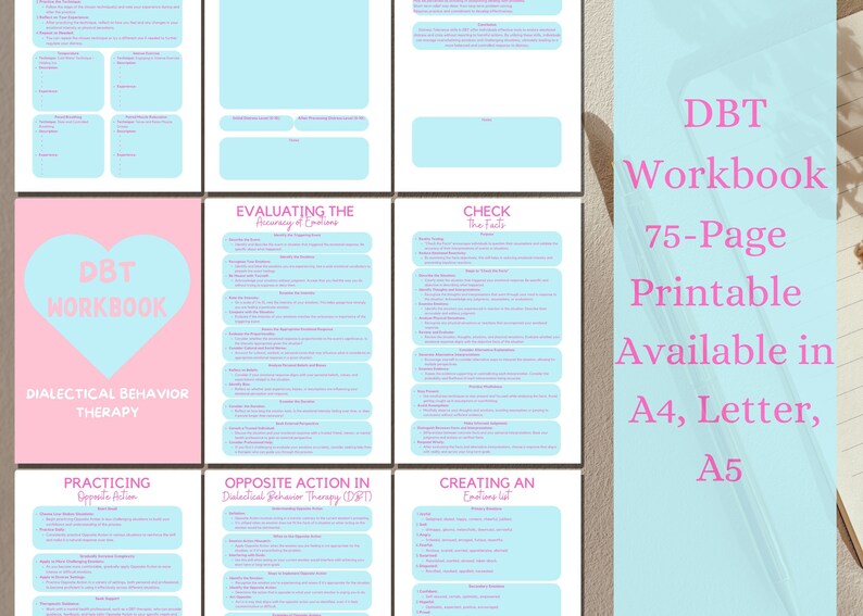 DBT Workbook, Dbt Cheat Sheet, Dbt Cards, DBT Worksheet, DBT Diary Card ...
