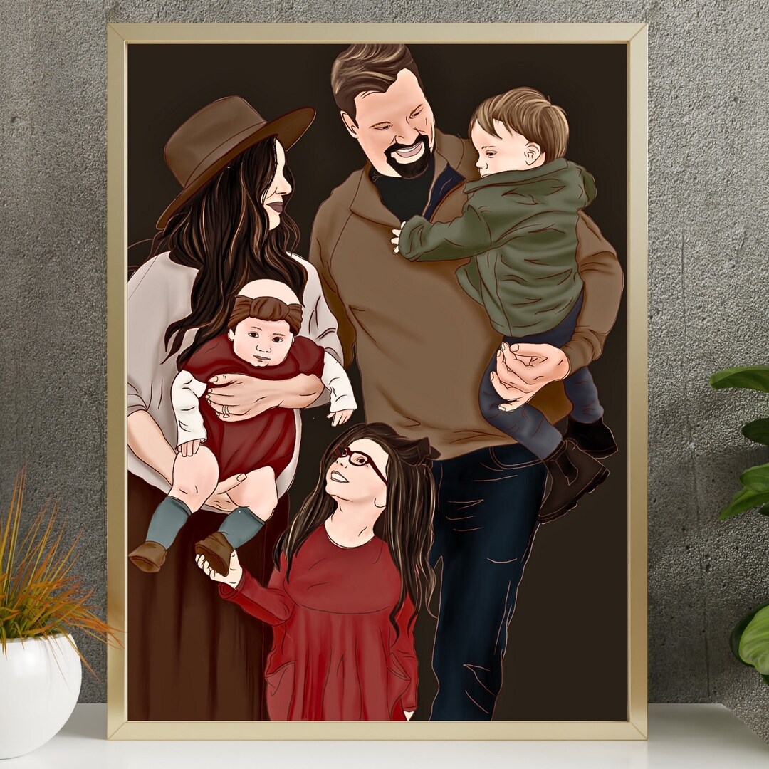 Personalized Digital Family Portrait Ideal for Anniversary or New Home ...