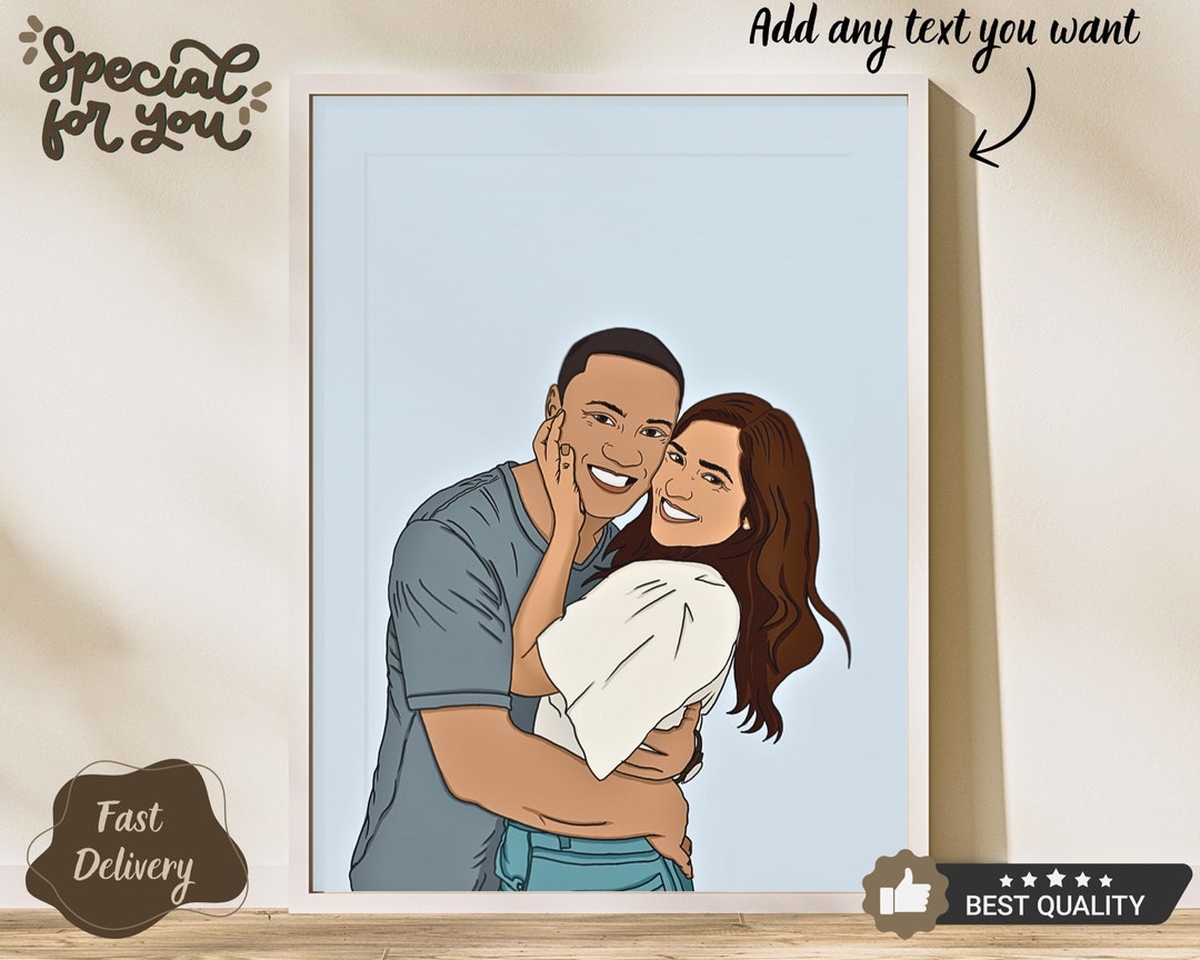 Custom Digital Couple Portrait Personalized Wedding T Idea For Anniversaries And Weddings Etsy