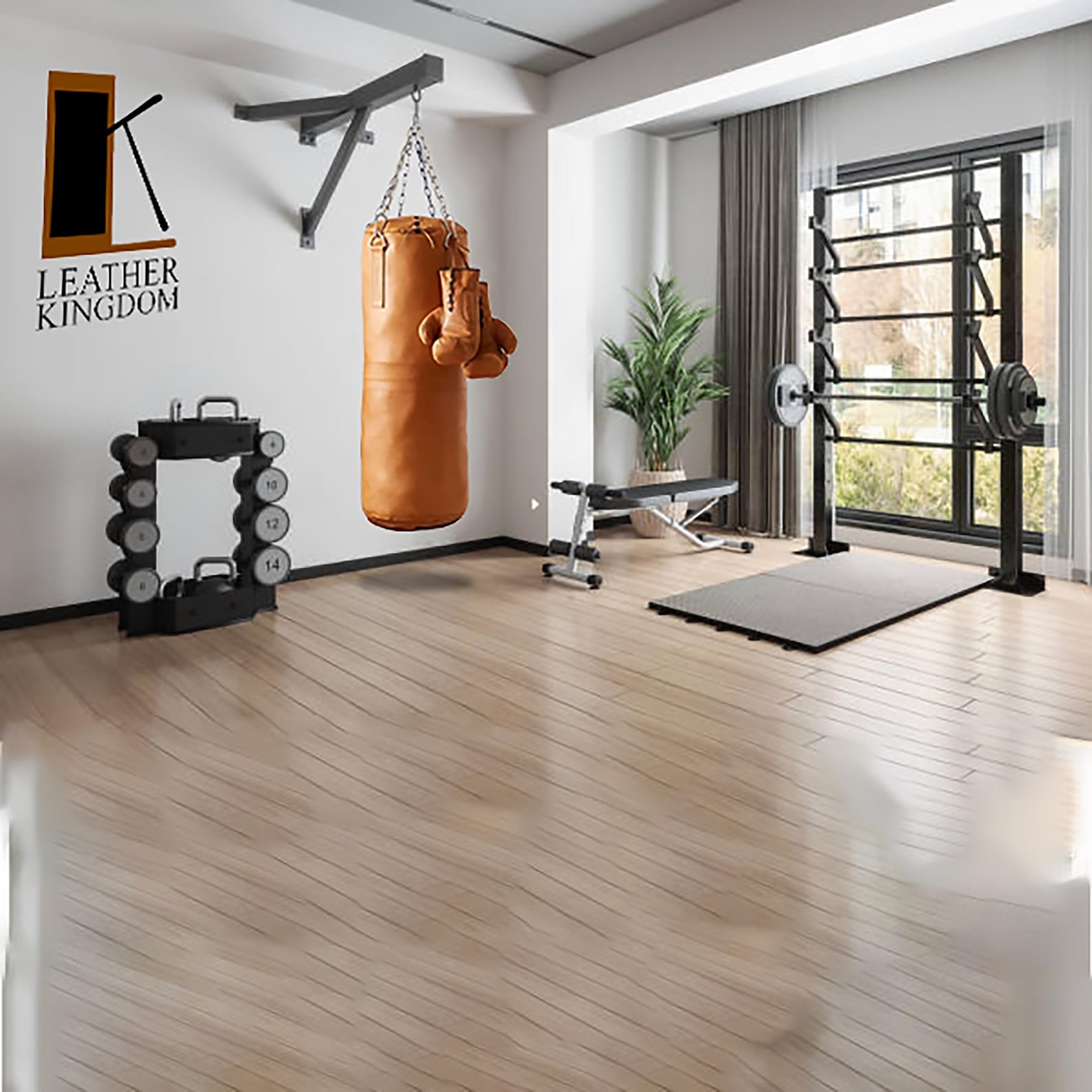 Personalized Handmade Brown Leather Punching Bag With Steel Chains for ...