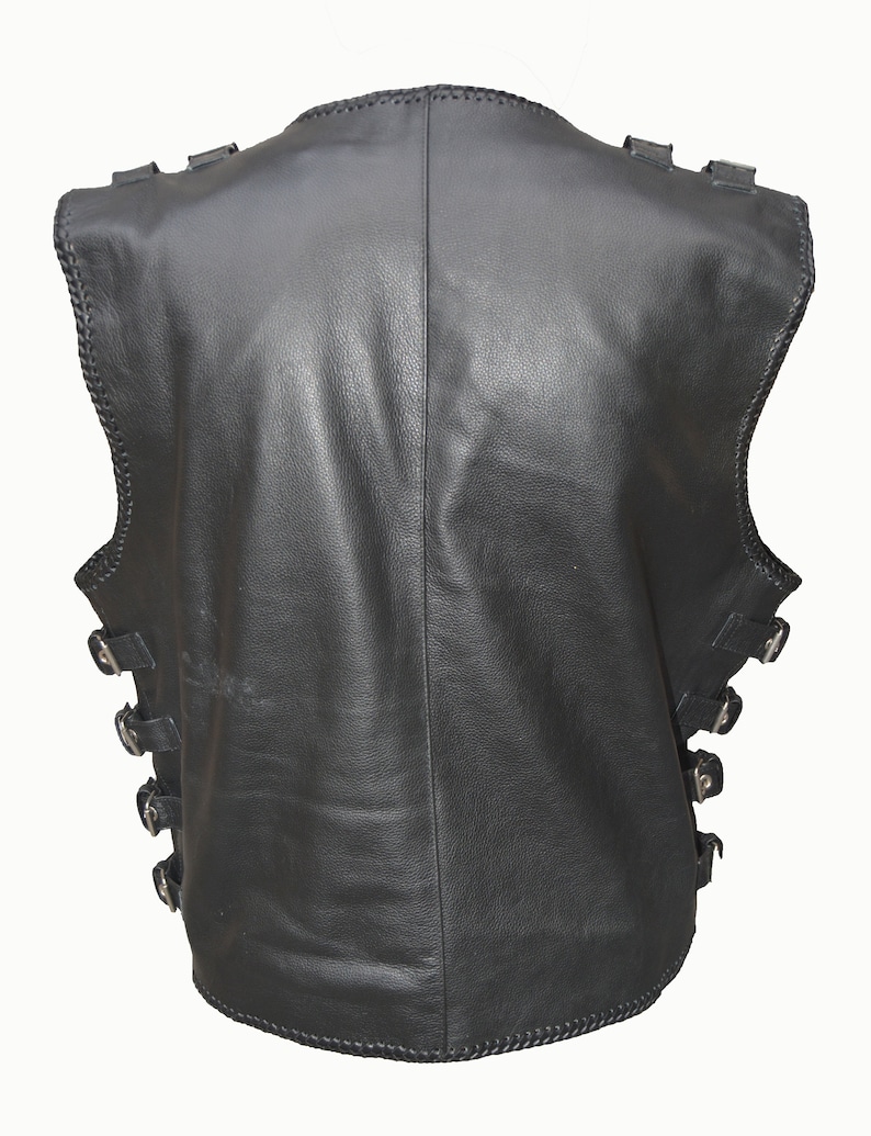 Handmade Black Leather Vest, Pure Leather Vest, Vest for Rider ...