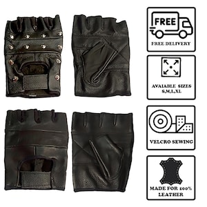 Handmade Studded Leather Fingerless Gloves: Punk Gothic Rider Gloves - Etsy