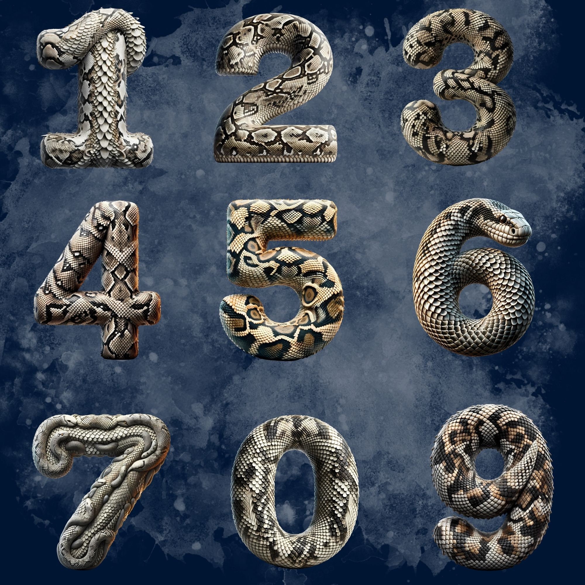 Snake Skin Alphabet Clipart: Watercolor Letters, Numbers (PDF) - Etsy