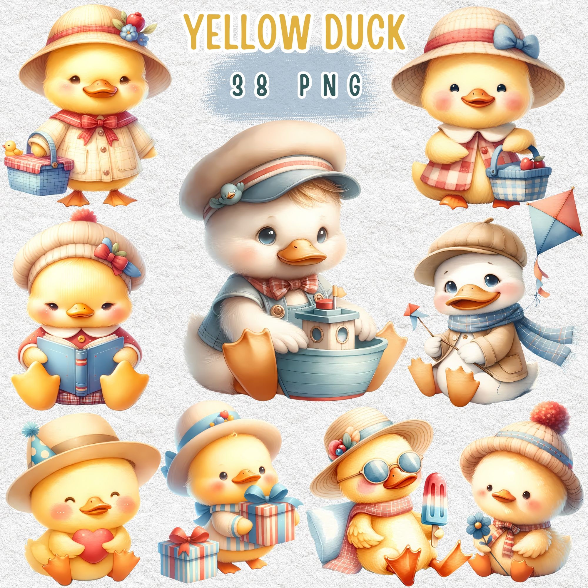 Duck Clipart, Cute Duck, Duck Print, Duck Print Nursery, Easter Clipart ...