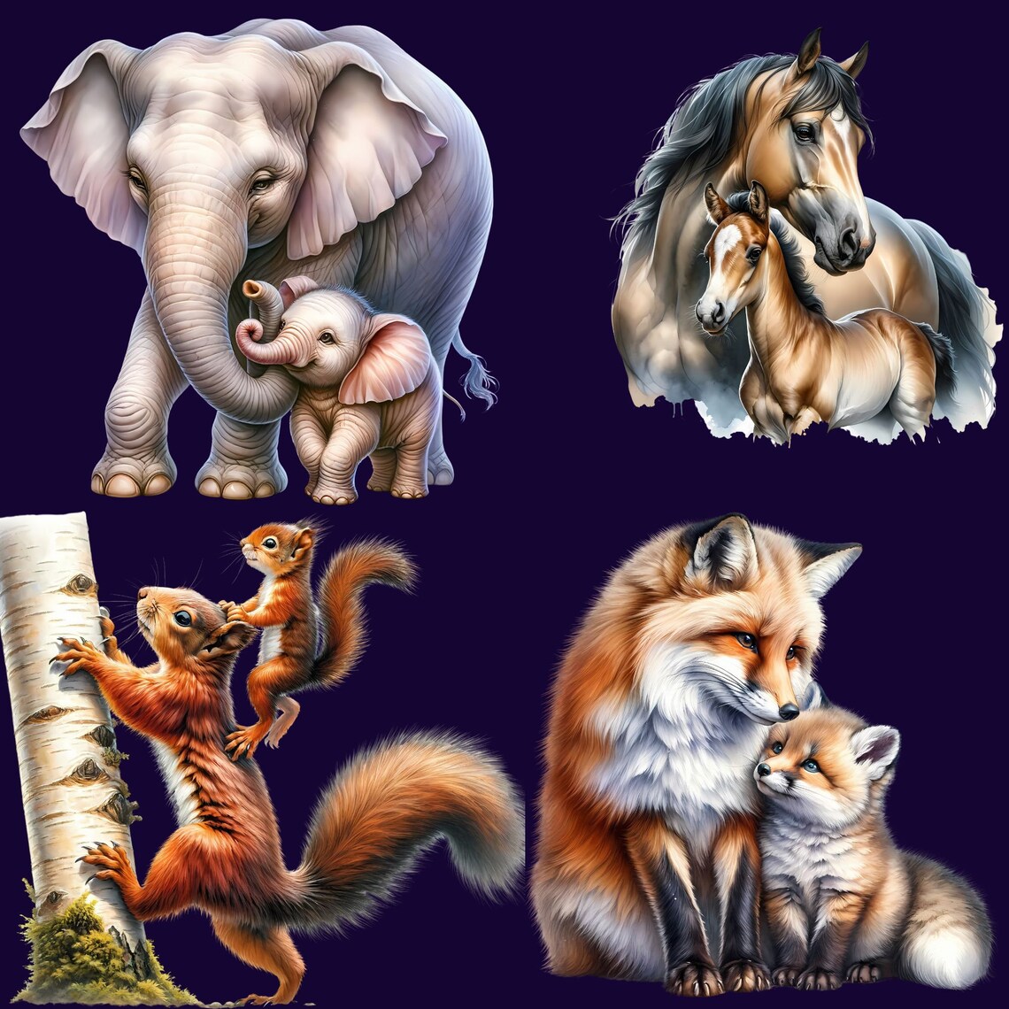 Mom Animals Clipart, Mother's Day Clipart, Mama and Baby Animal, Mom ...