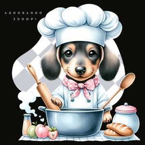 Cute Chef Dogs, Kitchen Clipart, Chef Dog Clipart Bundle, Baker Dog Art ...
