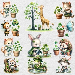 Cute St. Patrick's Day Clipart Bundle, Cute Shamrock PNG, Watercolor ...