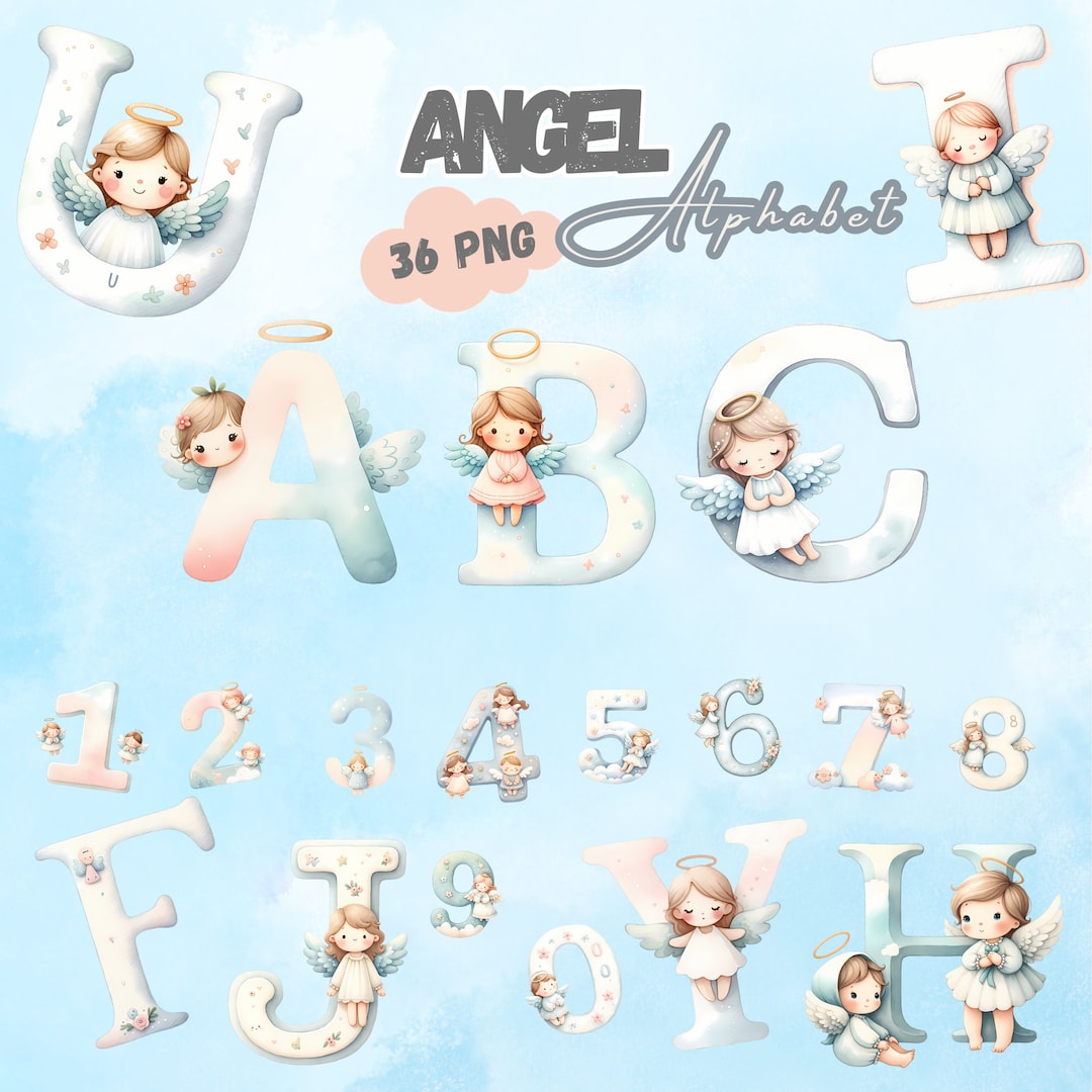 Christmas Angel Alphabet Clipart Fairy Alphabet Christmas - Etsy