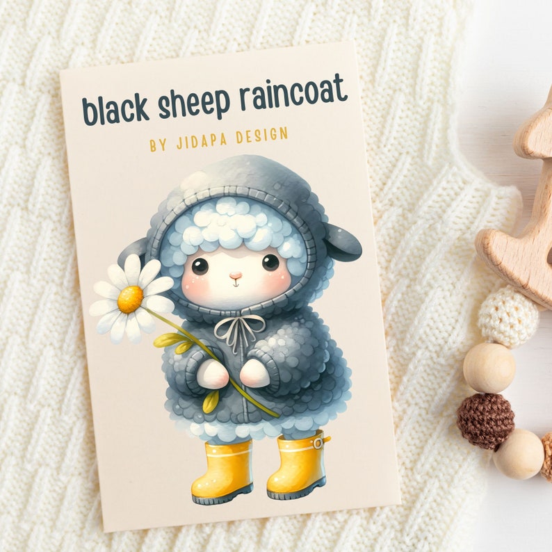 Black Sheep Raincoat Clipart: Watercolor Lambs (PDF Download) - Etsy