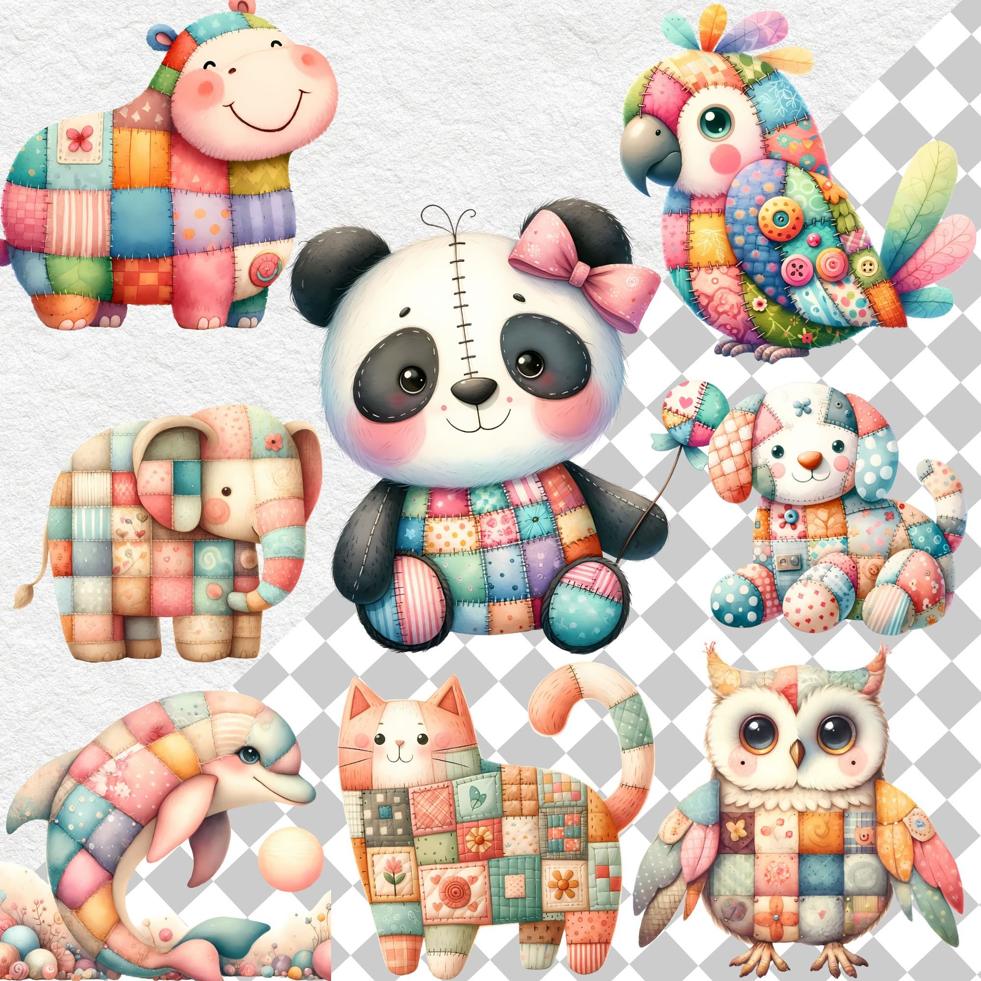 Patchwork Animal Clipart, Patchwork Clipart, Patchwork Animals ...